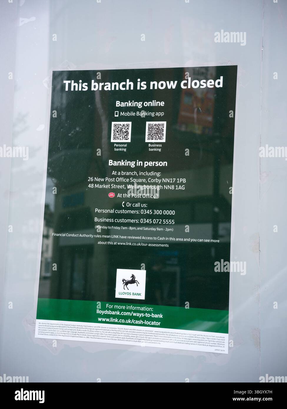 Lloyds bank branch closed in the shopping centre at Kettering, England ...