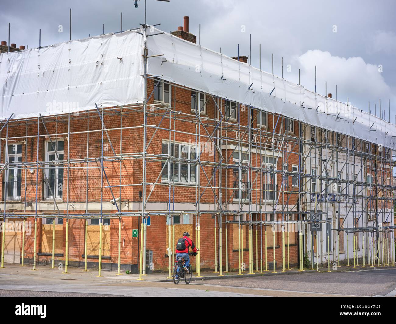 Scaffolding around the former Naseby hotel in Kettering, England, May ...