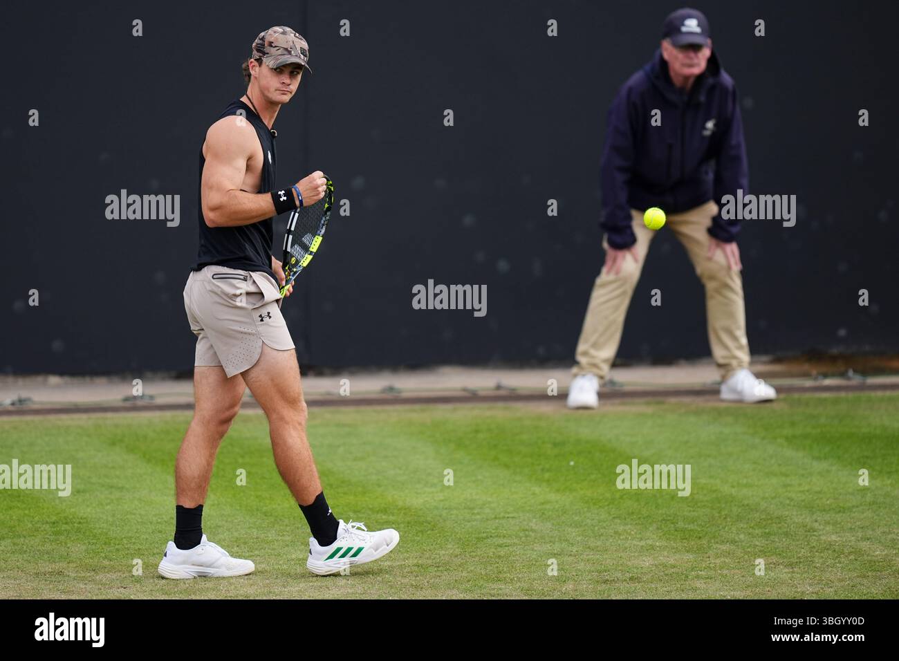 Colton Smith reacts during his match against Lloyd Harris on day five ...