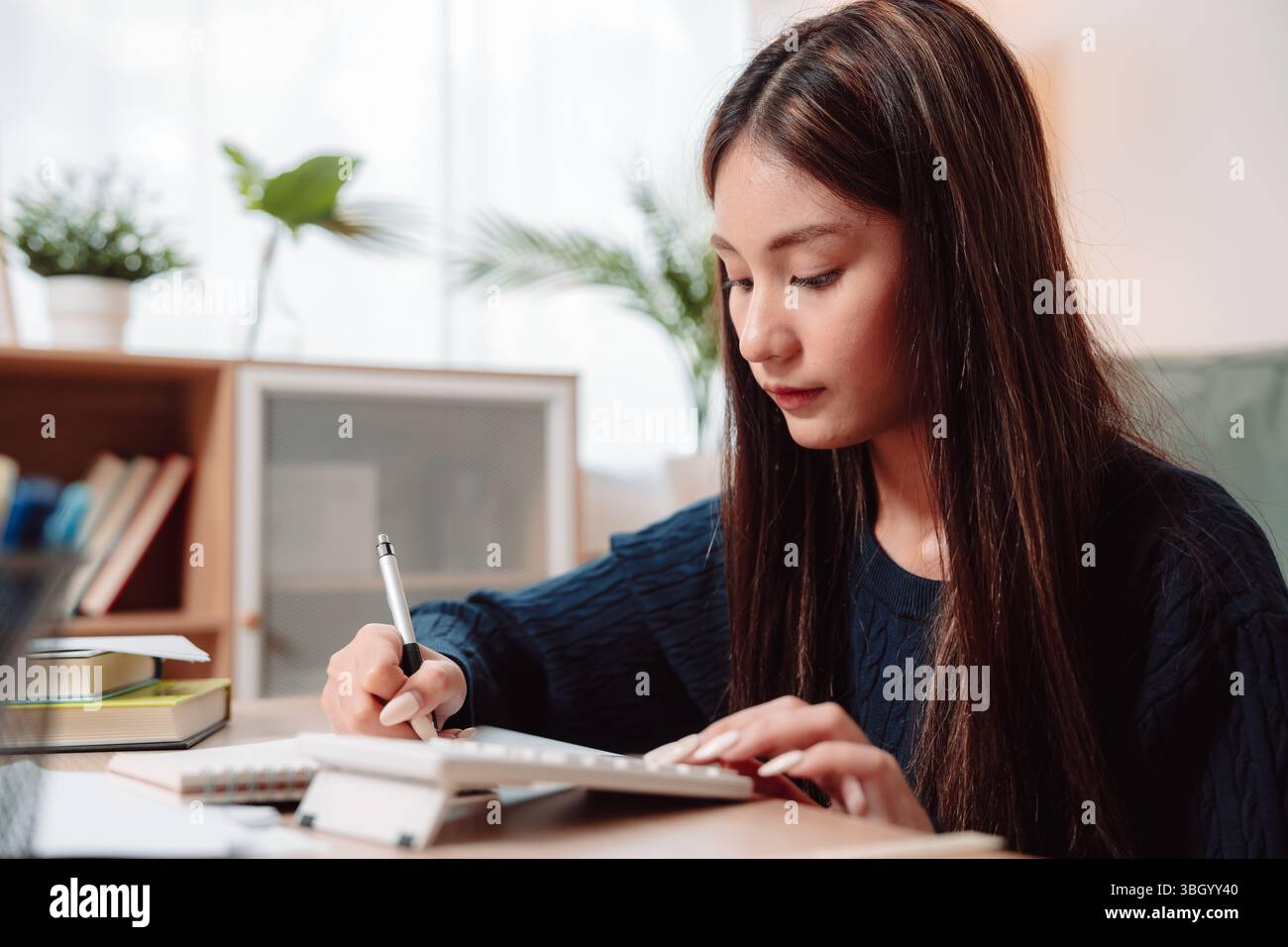 Student Studying and Doing Homework Woman Young University Female Reading Education Writing ...