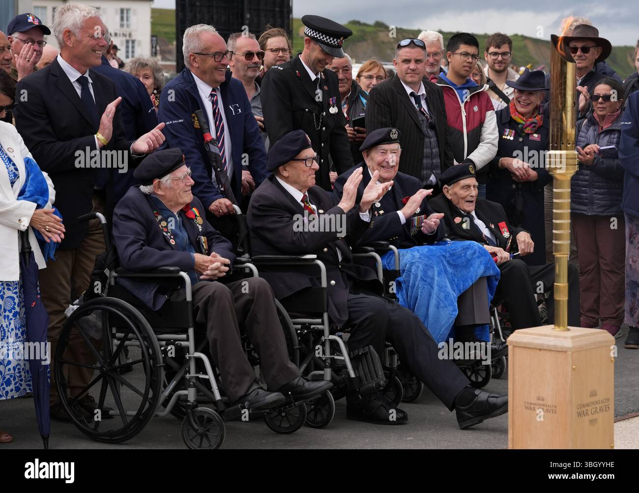 D-Day veterans (L-R) Jim Grant, Ken Hay, Henry Rice and John Dennett ...