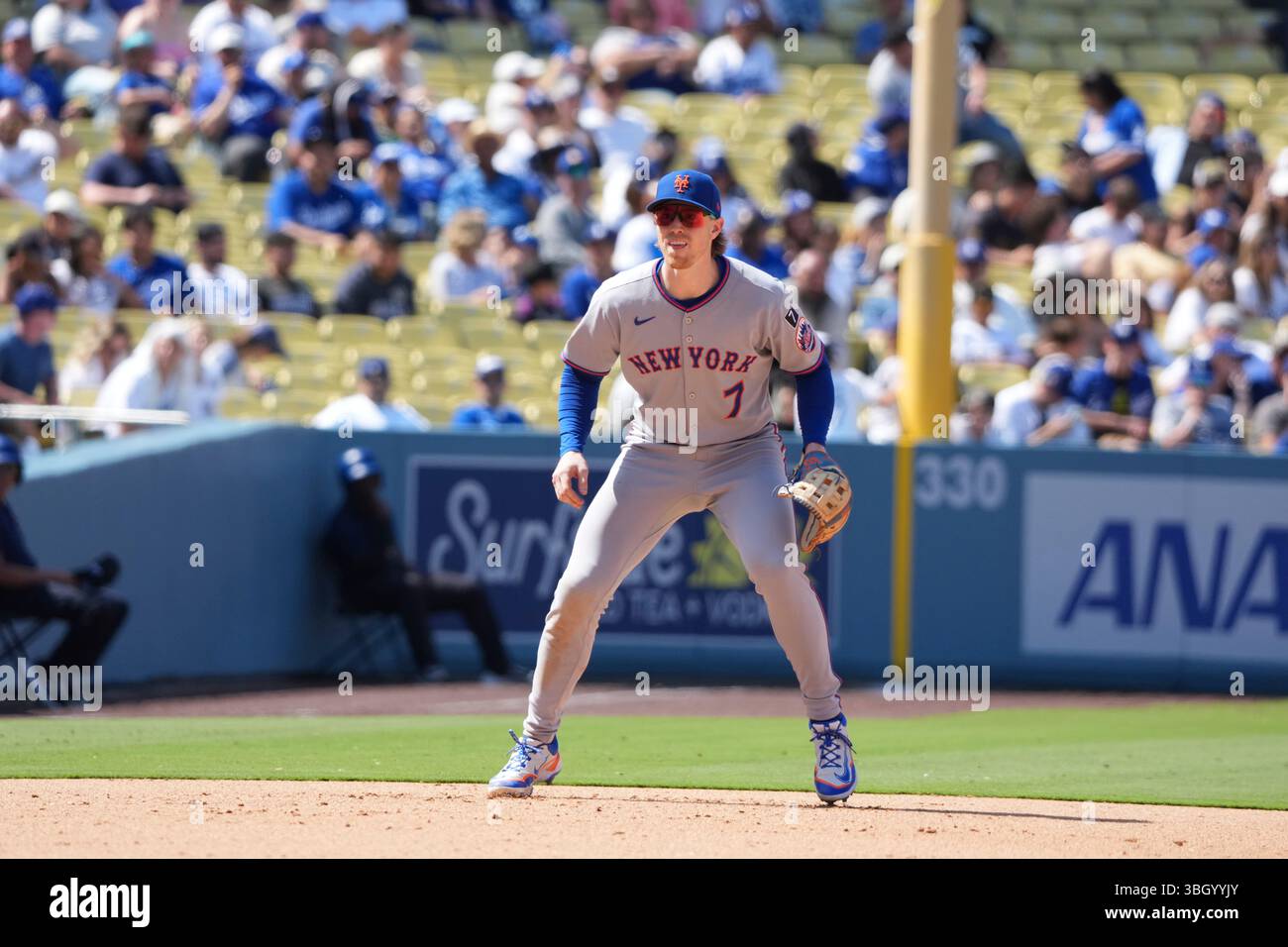 New York Mets third baseman Brett Baty (7) during a MLB baseball game ...