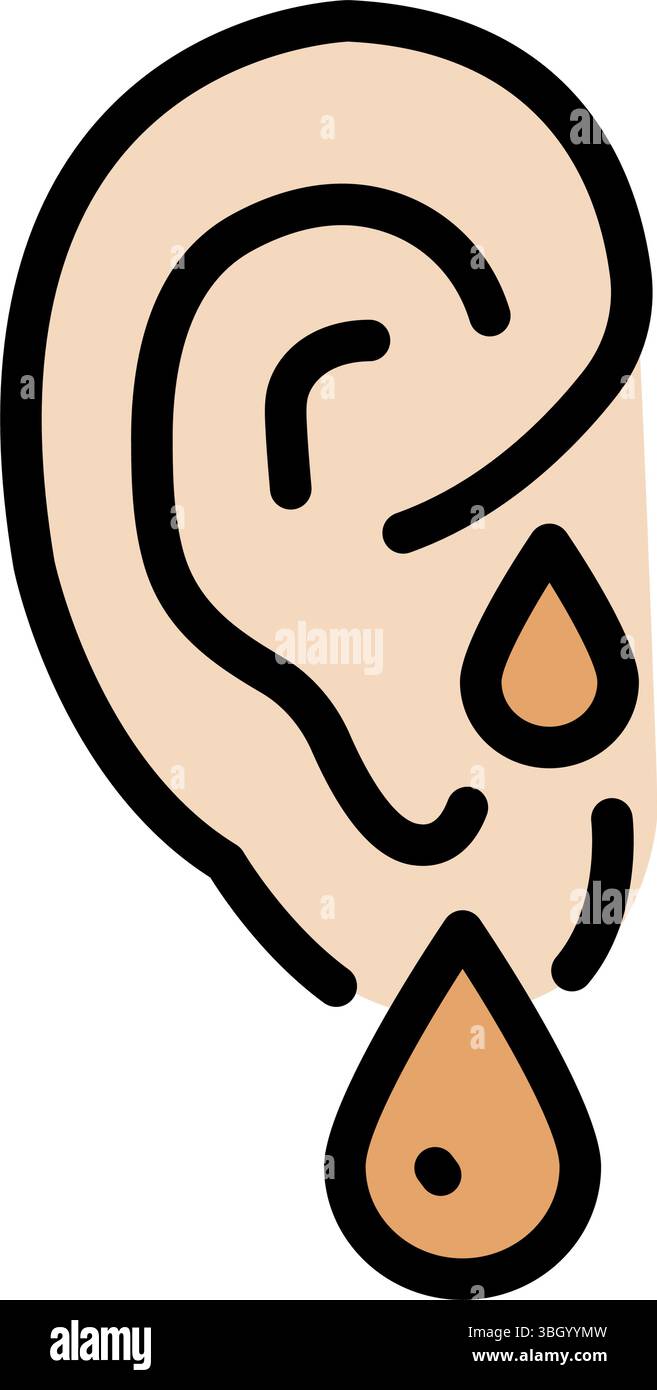 Ear infection color icon. Acute ear pain sign. Otitis symptom ...