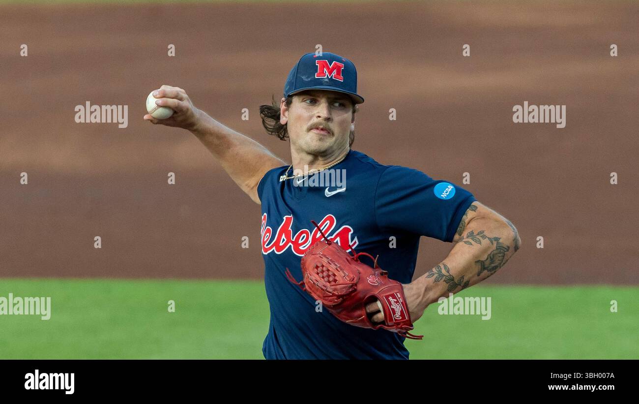 Mississippi pitcher Riley Maddox (2) during an NCAA regional baseball ...