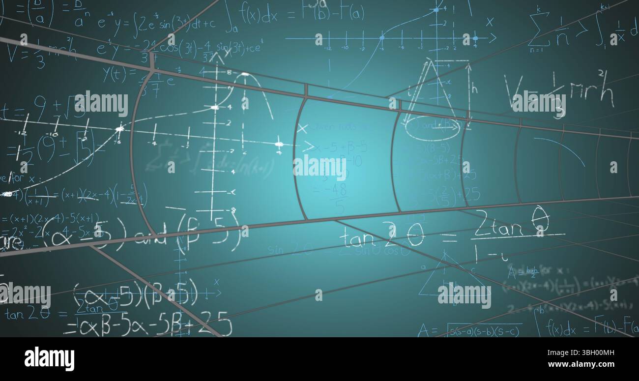 Image of math formulas on green background Stock Photo - Alamy