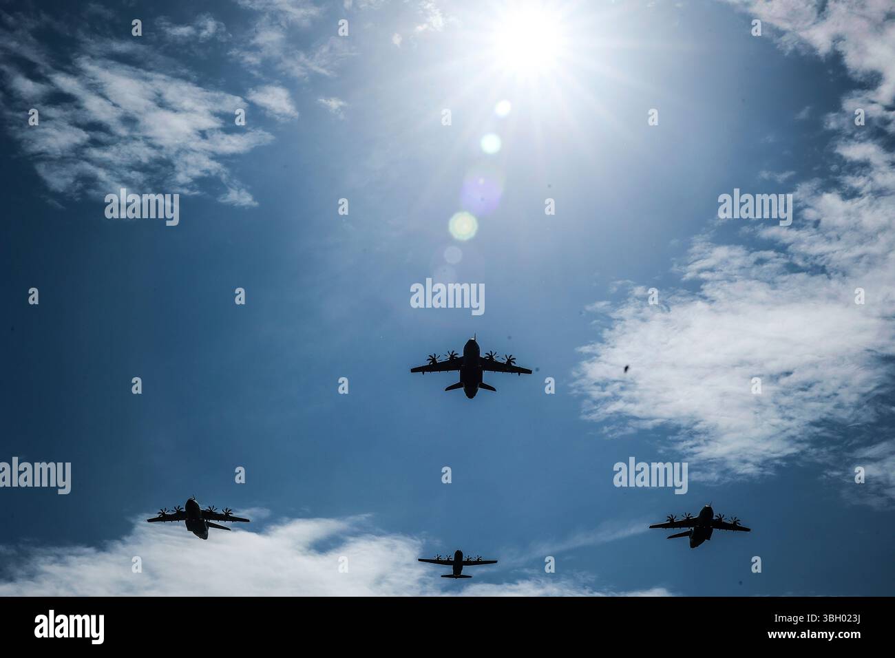 War planes fly over the international ceremony commemorating the 81st ...