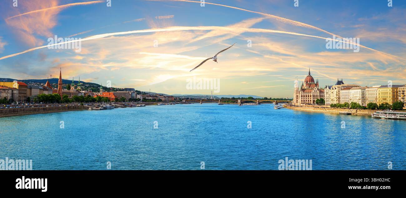 Budapest landmarks panorama, beautifil view of the Danube Stock Photo ...