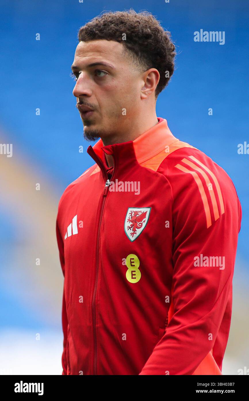Cardiff, Wales, UK. 6th June 2025. Ethan Ampadu of Wales ahead of the ...