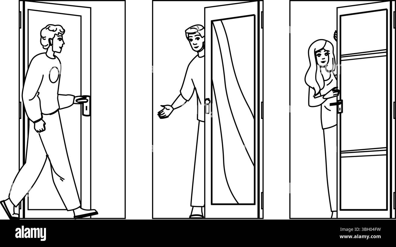 Door open bedroom white Stock Vector Images - Alamy