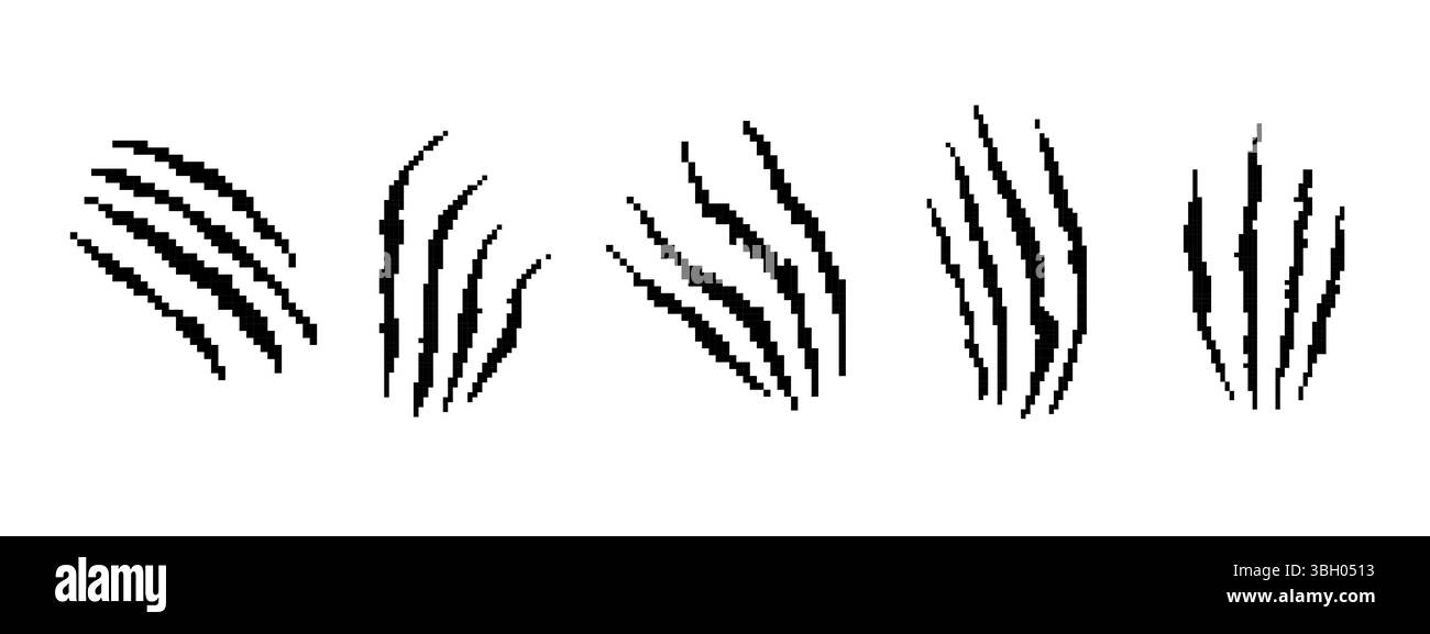 Mosaic style black claw marks in pixel design with retro sprite ...