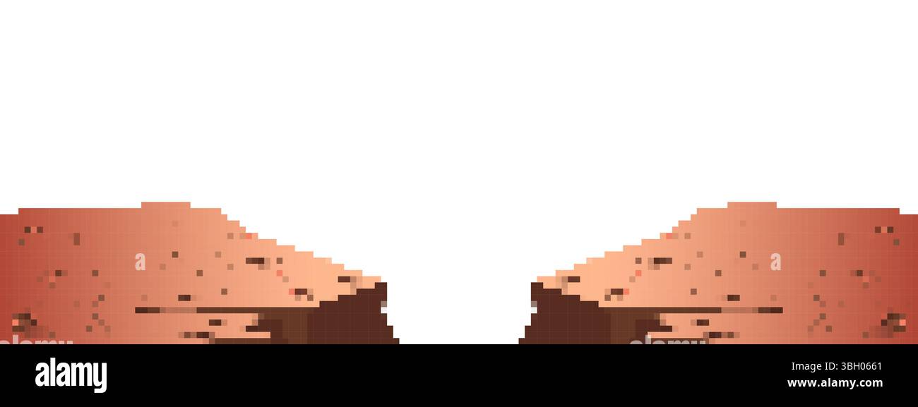 Pixel canyon landscape in retro sprite style for game backgrounds and ...