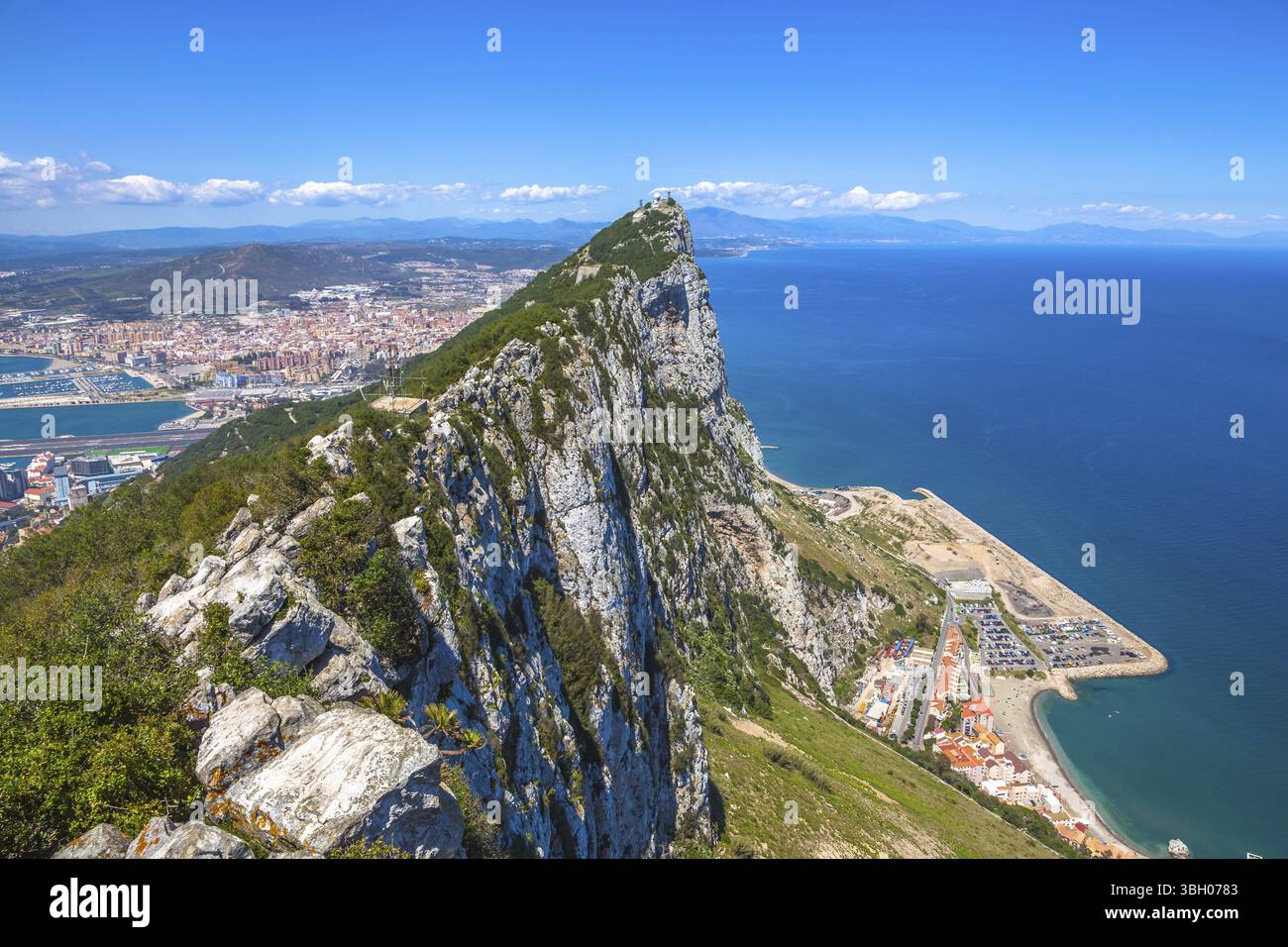 Aerial view of top of Gibraltar Rock, in Upper Rock Natural Reserve: on ...