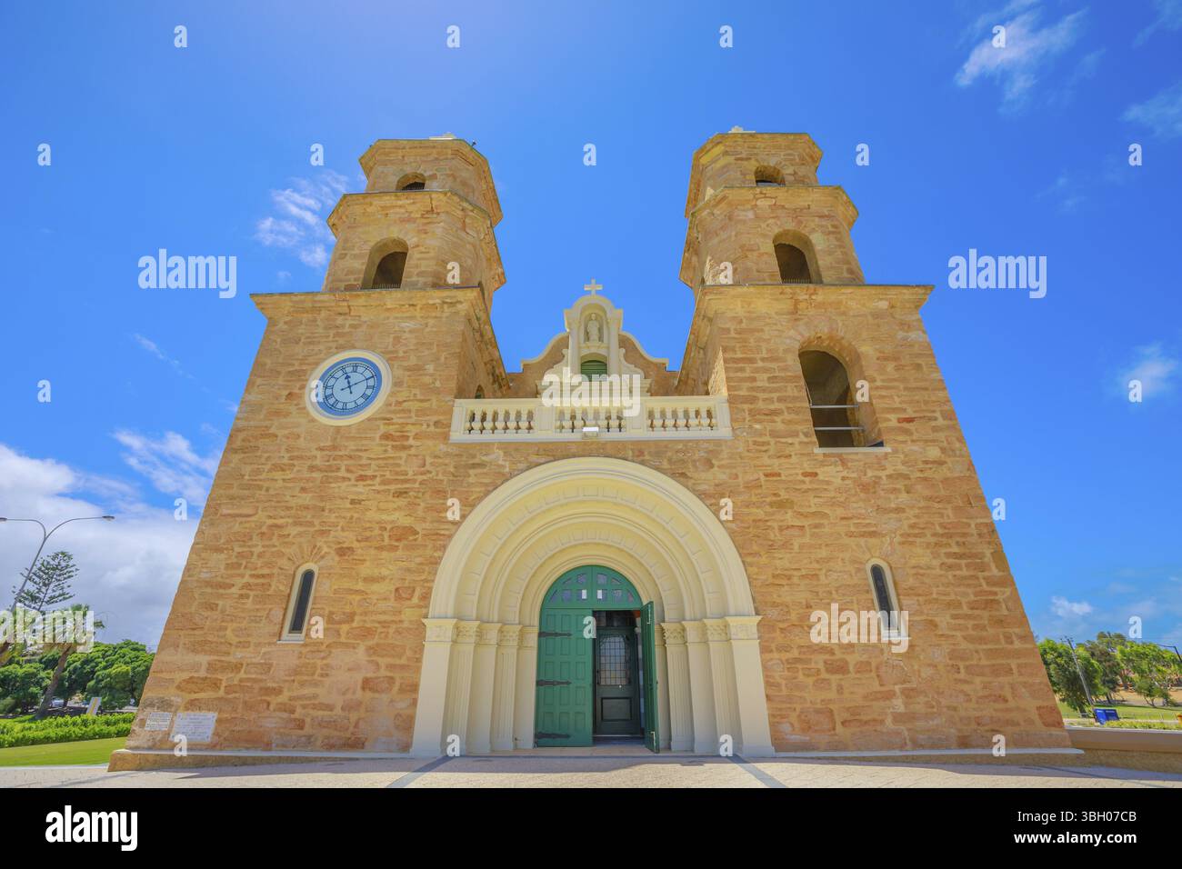 Front view of famous St. Francis Xavier's Cathedral with Twin Towers ...