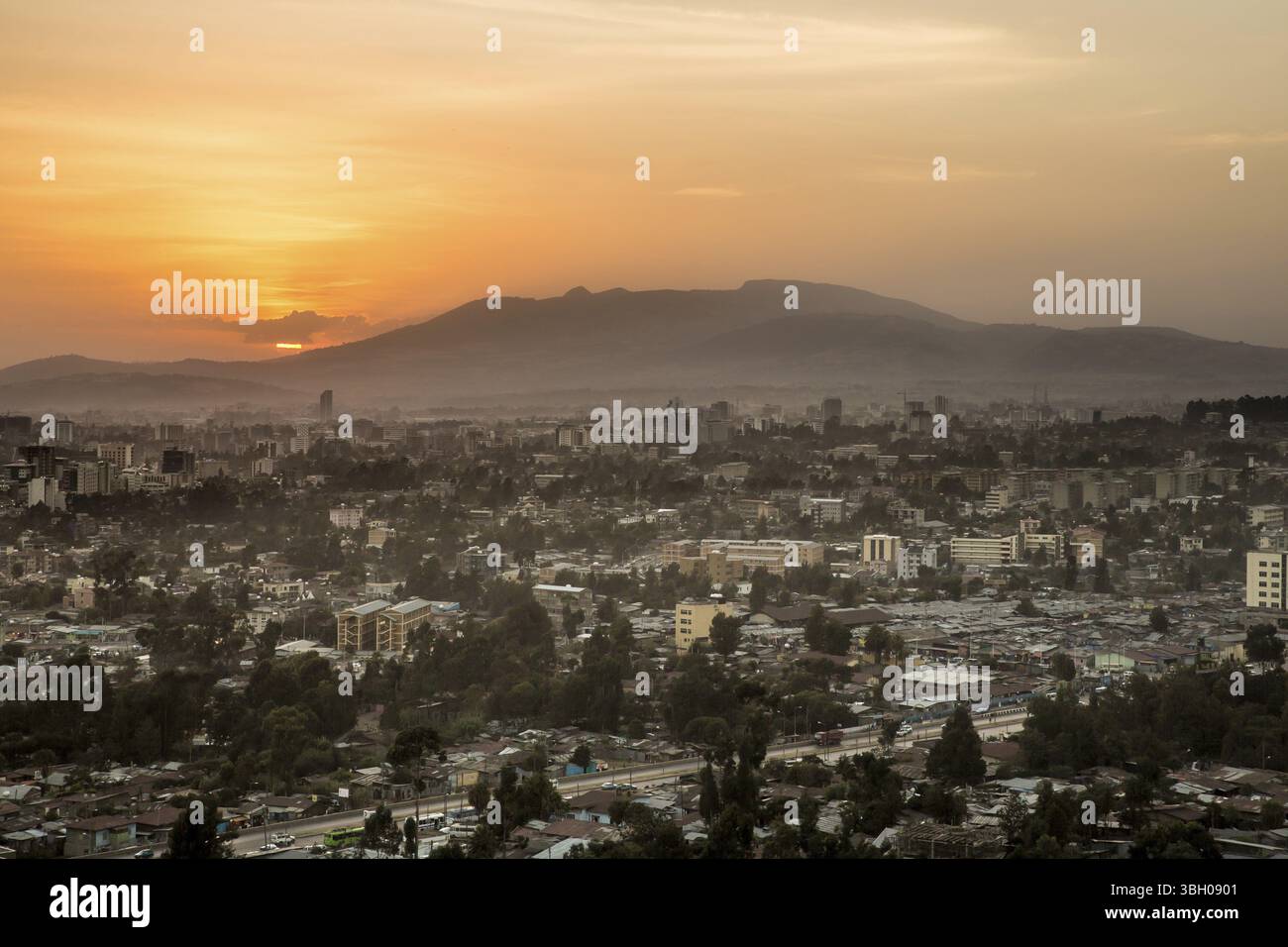 Aerial view of the city of Addis Ababa during sunset Stock Photo - Alamy