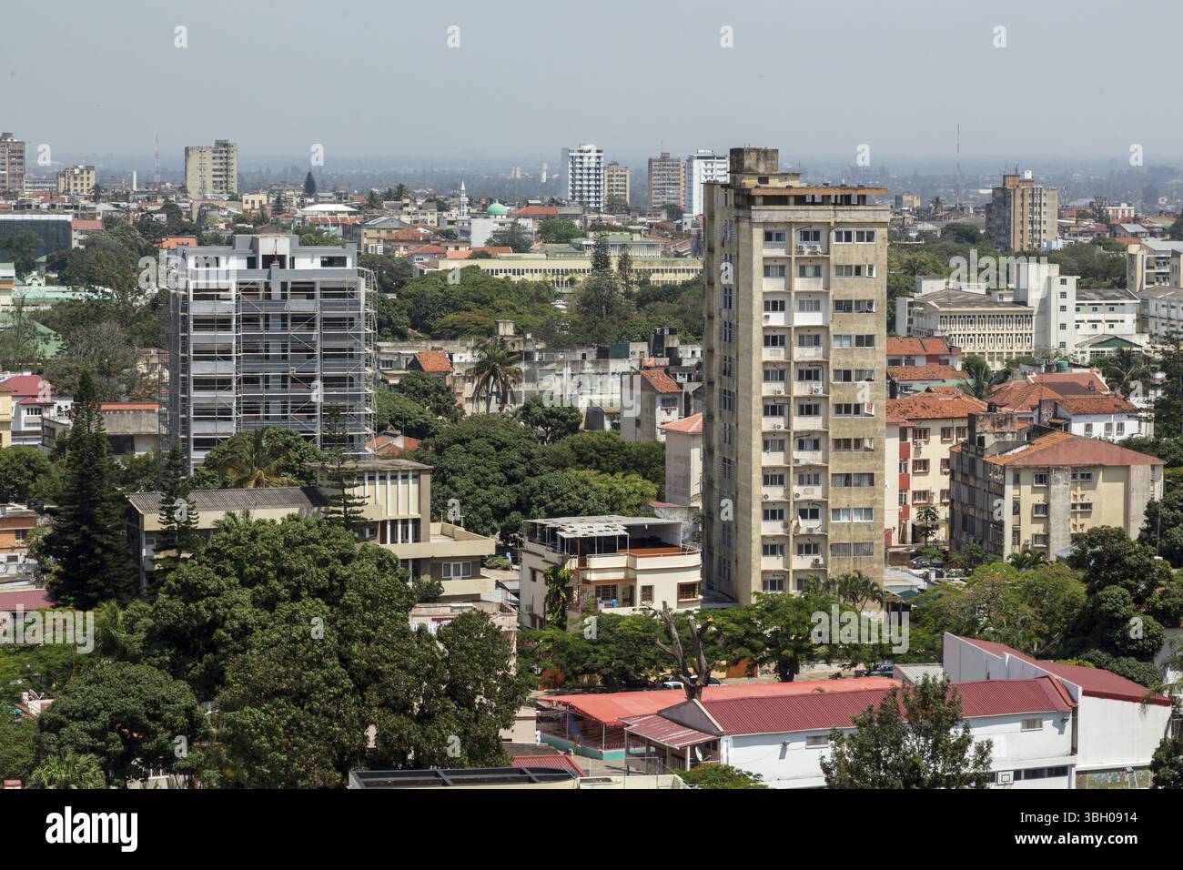 Aerial view the downtown area of Maputo, the capital city of Mozambique ...