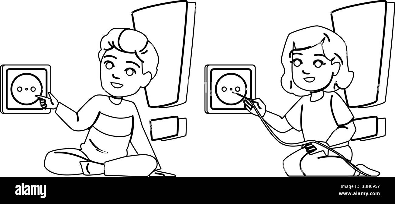 accident electric safety kid vector Stock Vector Image & Art - Alamy