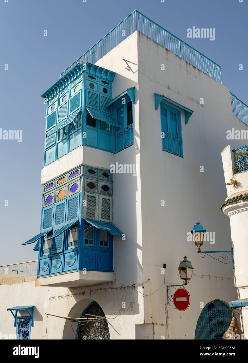 A picture of the blue and white facades of Sidi Bou Said, Tunis Stock ...