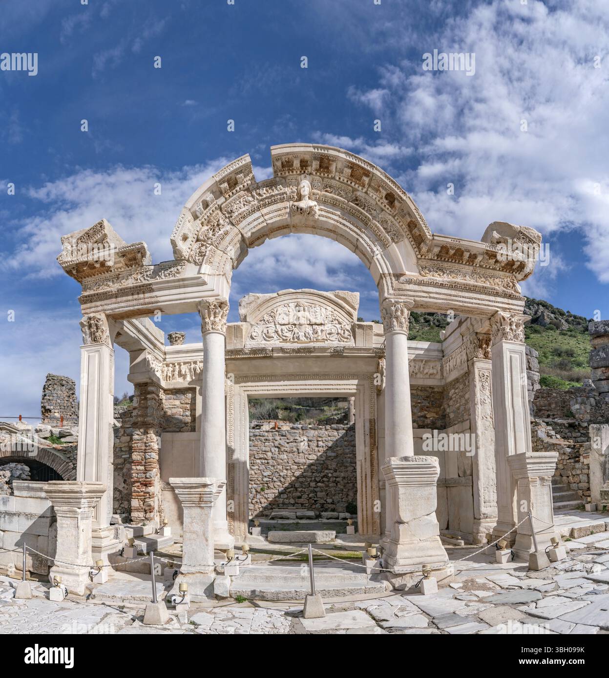 EPHESUS, TURKEY: Marble reliefs in Ephesus historical ancient city, in ...