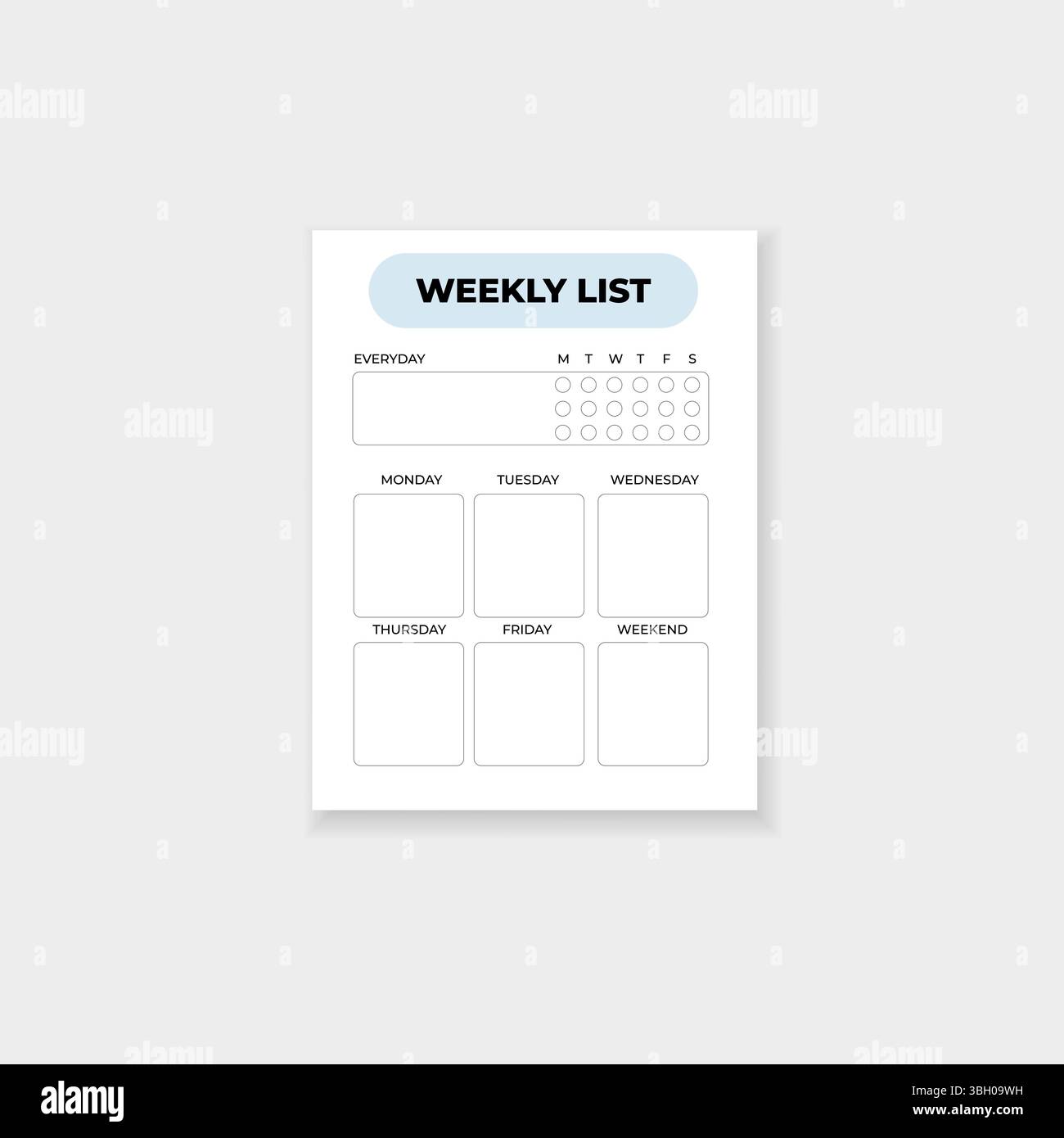 Weekly list planner template with days of the week for efficient ...