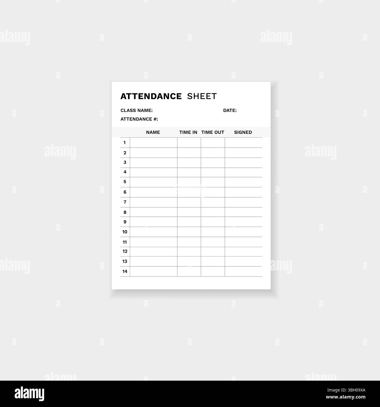 Attendance sheet form with simple layout for monitoring student ...