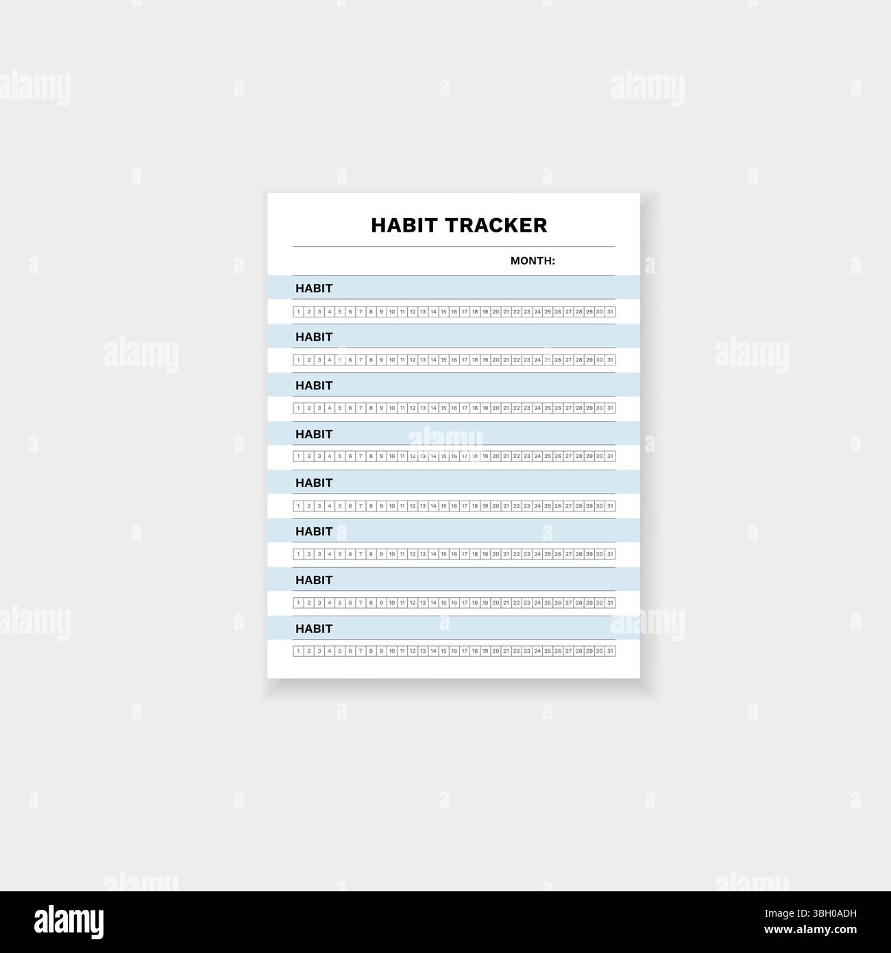 Habit tracker template for monthly goals and progress with simple ...
