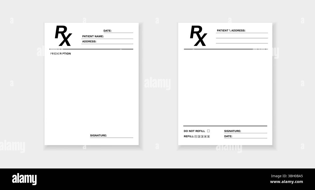 Template for printable prescription form with easy-to-read layout and ...
