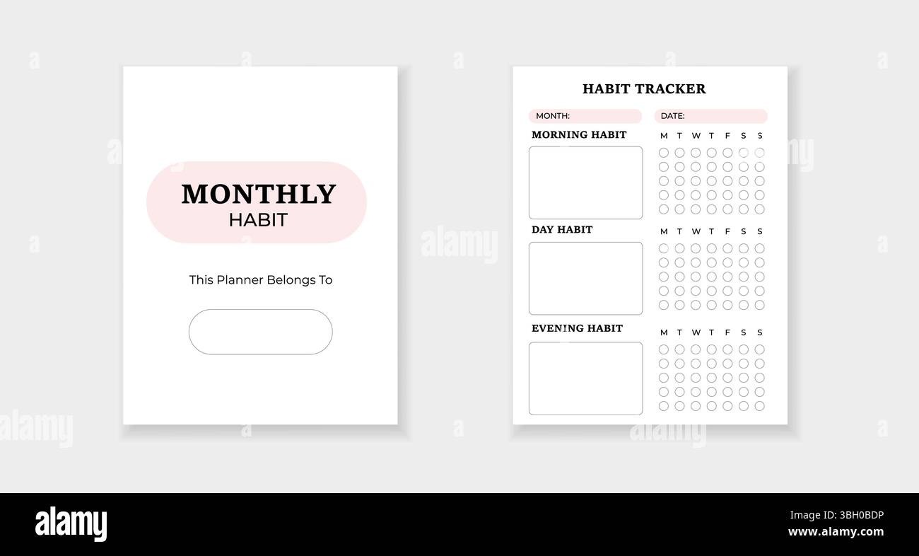 Template form for monthly habit tracker with simple and clean layout ...
