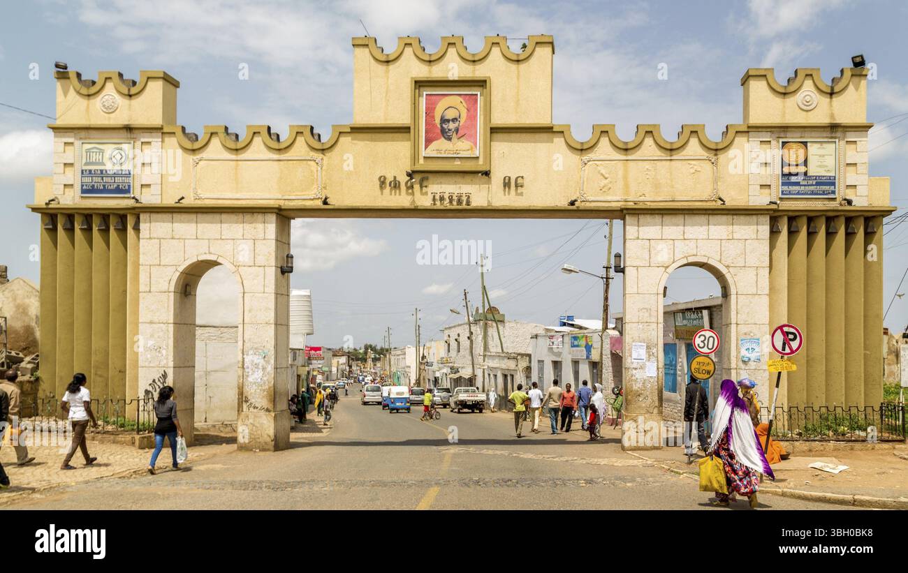HARAR, ETHIOPIA - JULY 26, 2014 - Harar Gate, also known as Duke's Gate ...