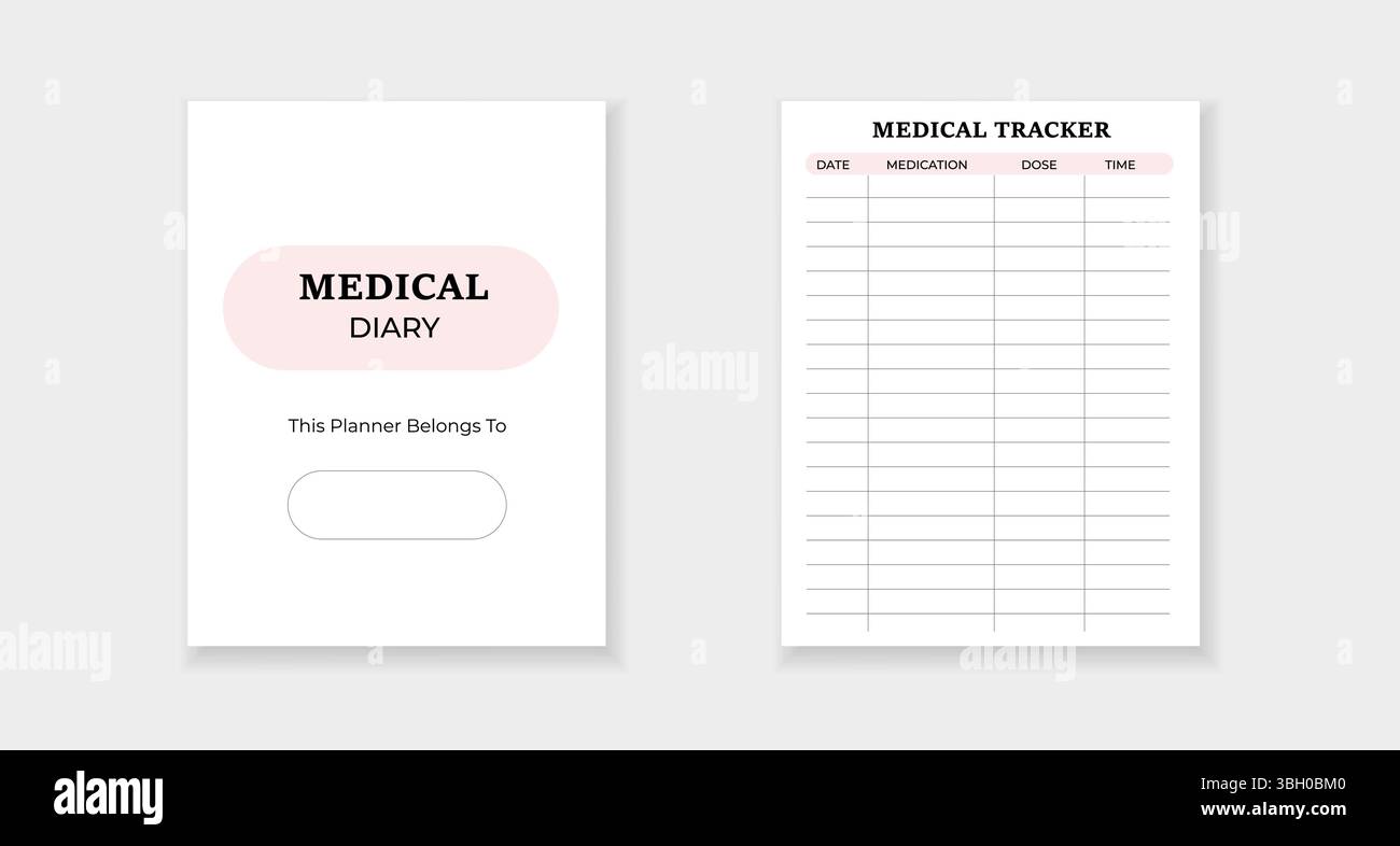 Medical diary and tracker form for health and medication management ...