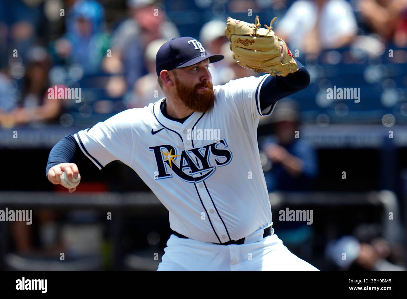 Tampa Bay Rays pitcher Zack Littell delivers to the Miami Marlins ...