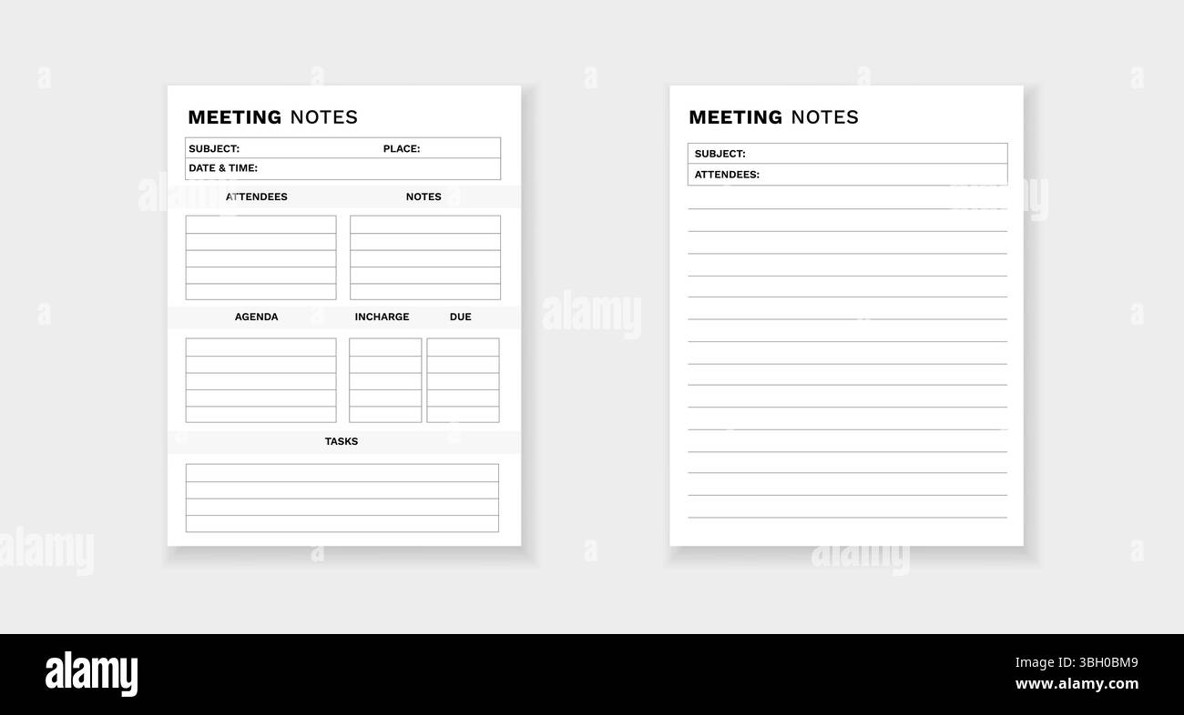 Printable meeting notes templates for organized note-taking and ...