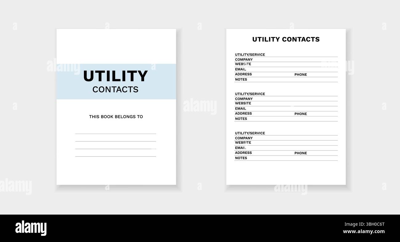 Utility contacts form for easy organization and quick access to ...