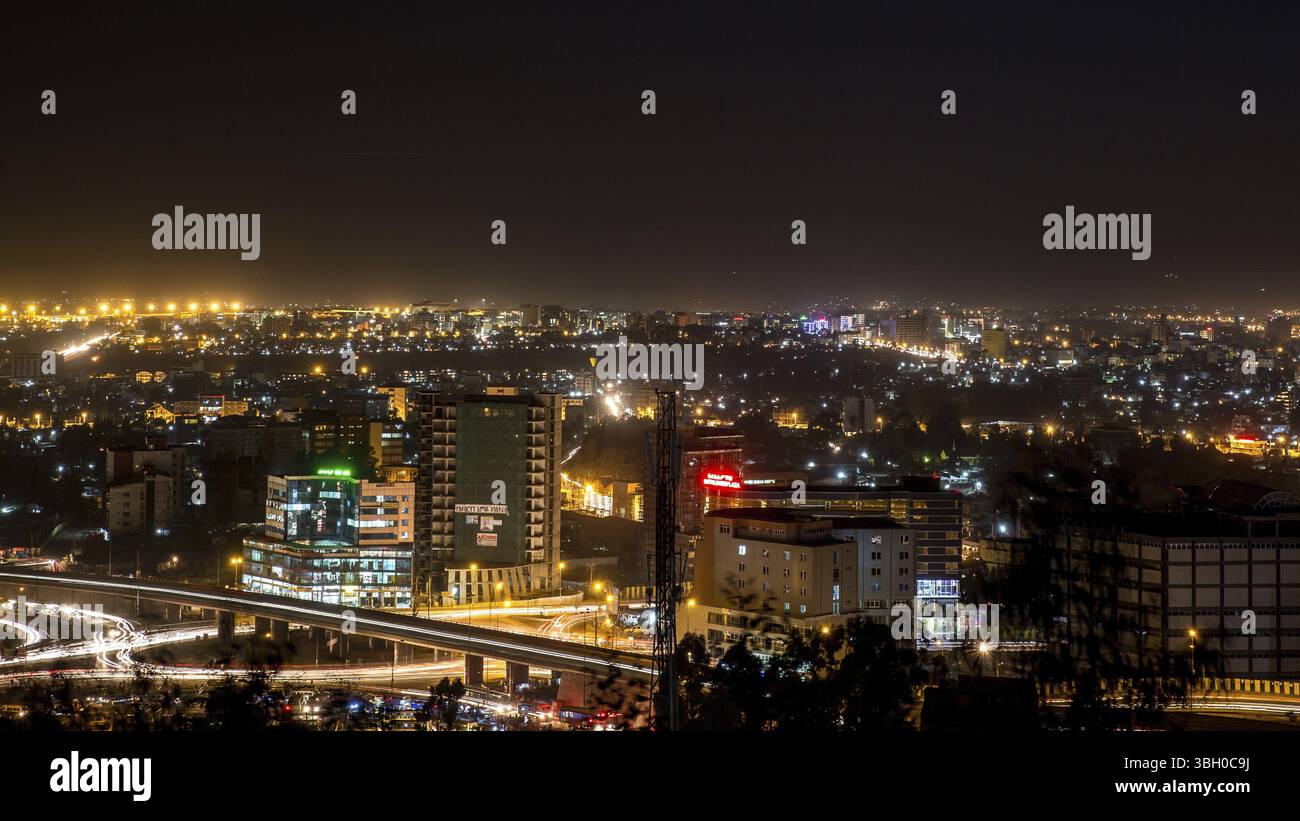 Aerial view of the city of Addis Ababa at night Stock Photo - Alamy