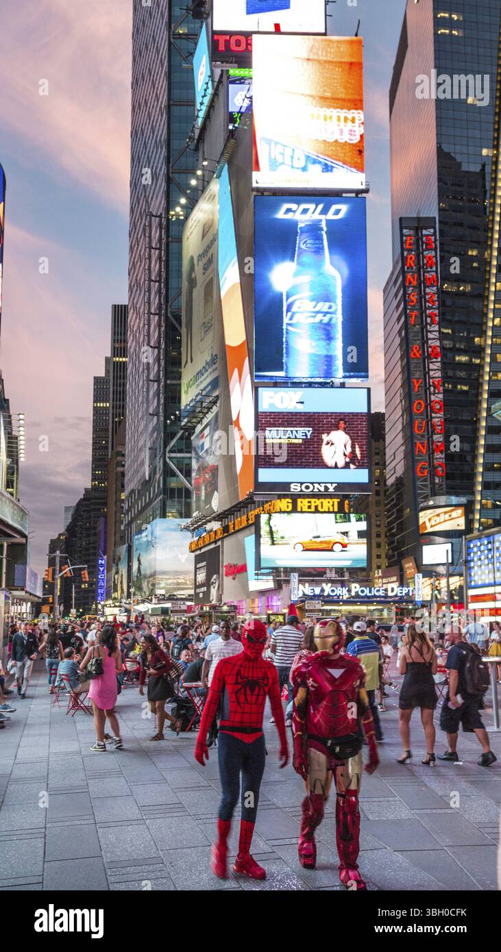 New York â€“ Sept 2014: costumed superheroes and children's characters ...