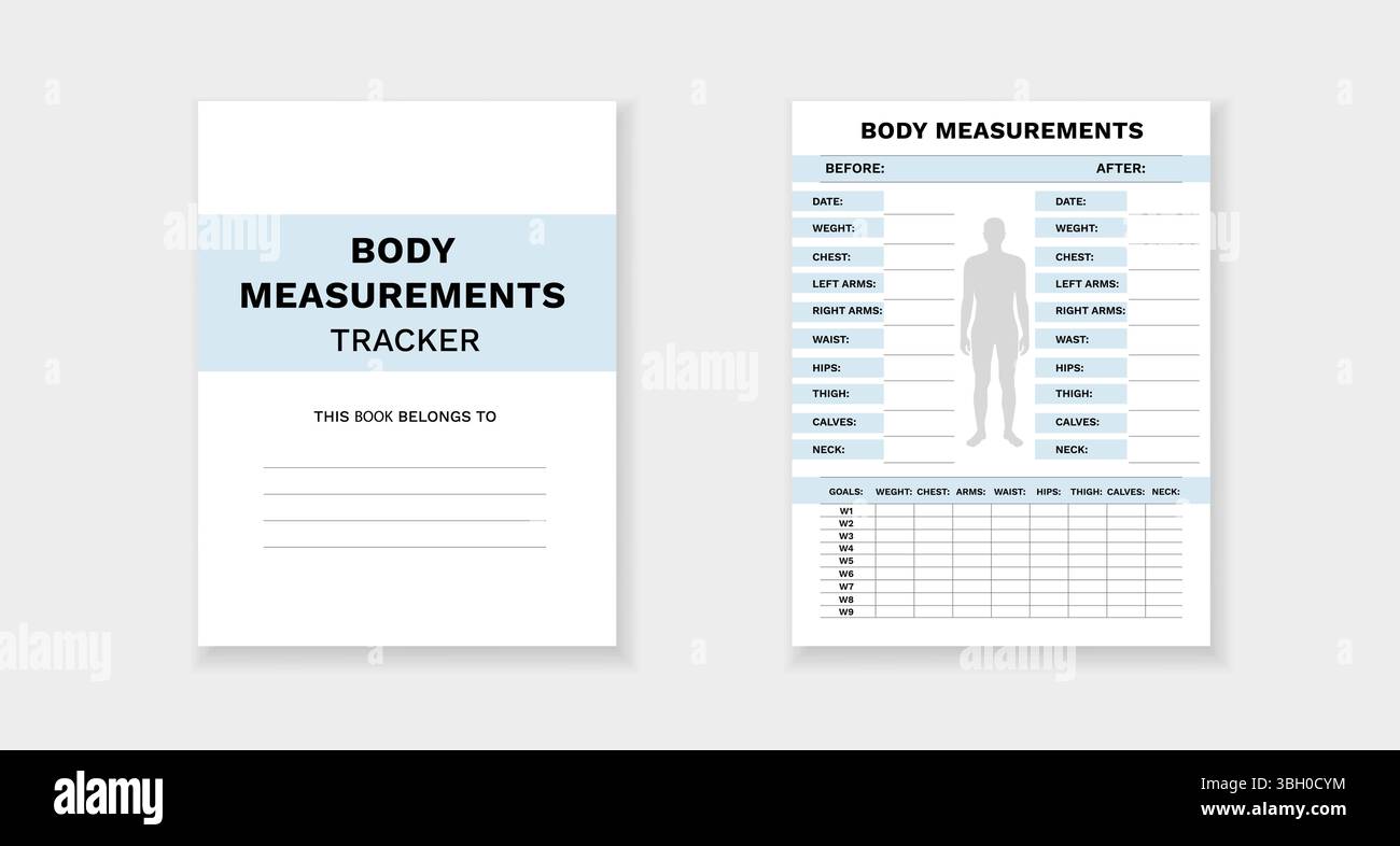 Body measurements tracker template for personal fitness and health ...