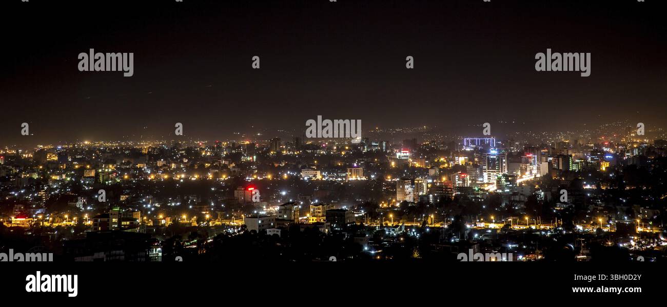 Aerial view of the city of Addis Ababa at night Stock Photo - Alamy