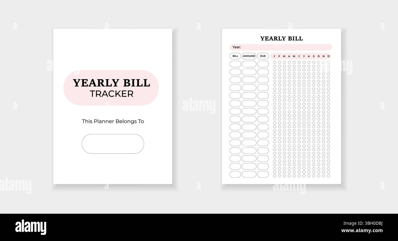 Template form for yearly bill tracking with simple and efficient layout ...