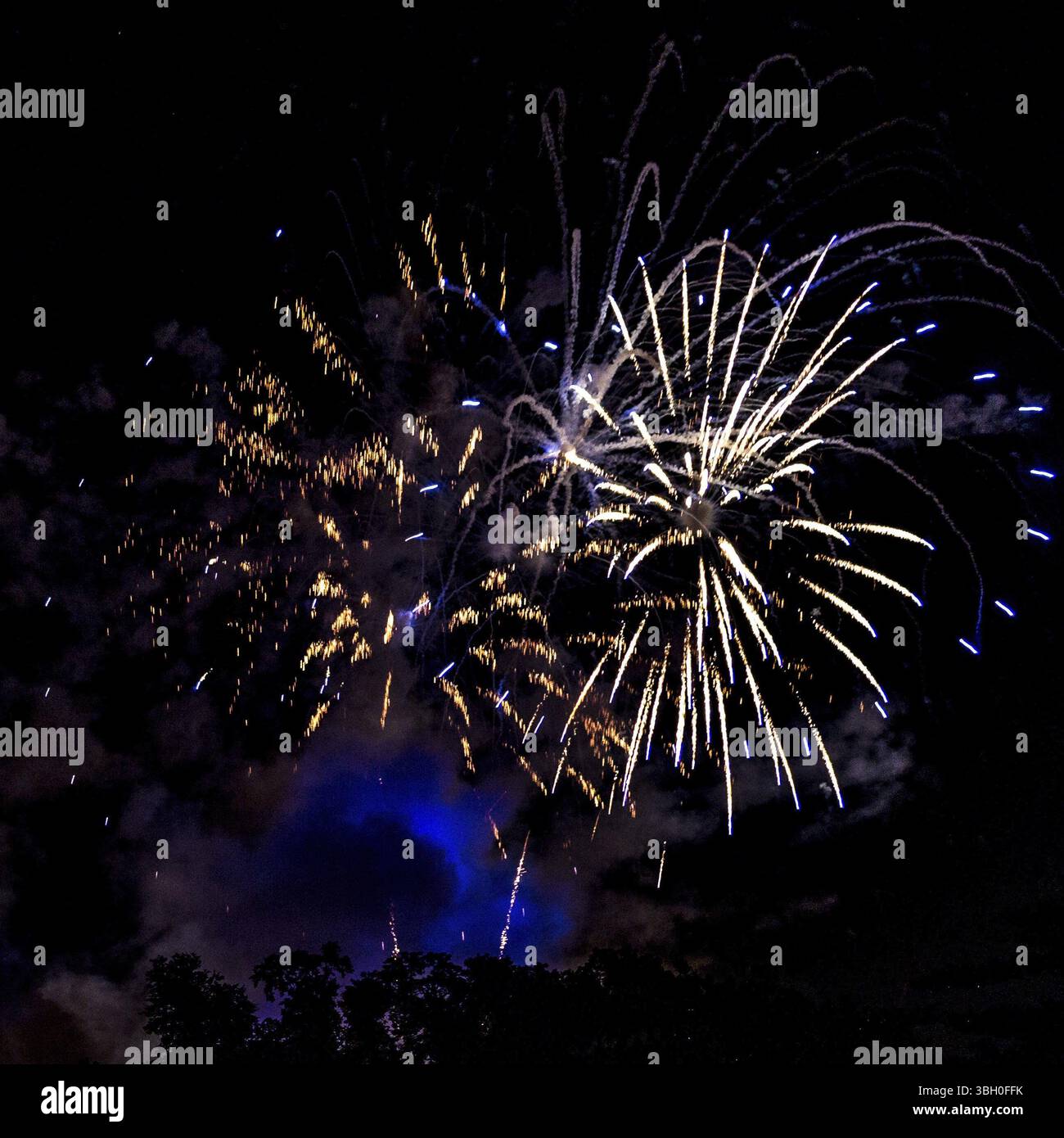 A close-up shot of sparkling Fireworks bursting out into beautiful ...