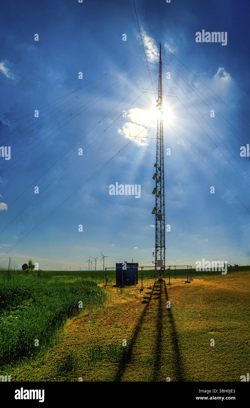 Highest wind measuring mast in the world, height 300 metres, sun ...