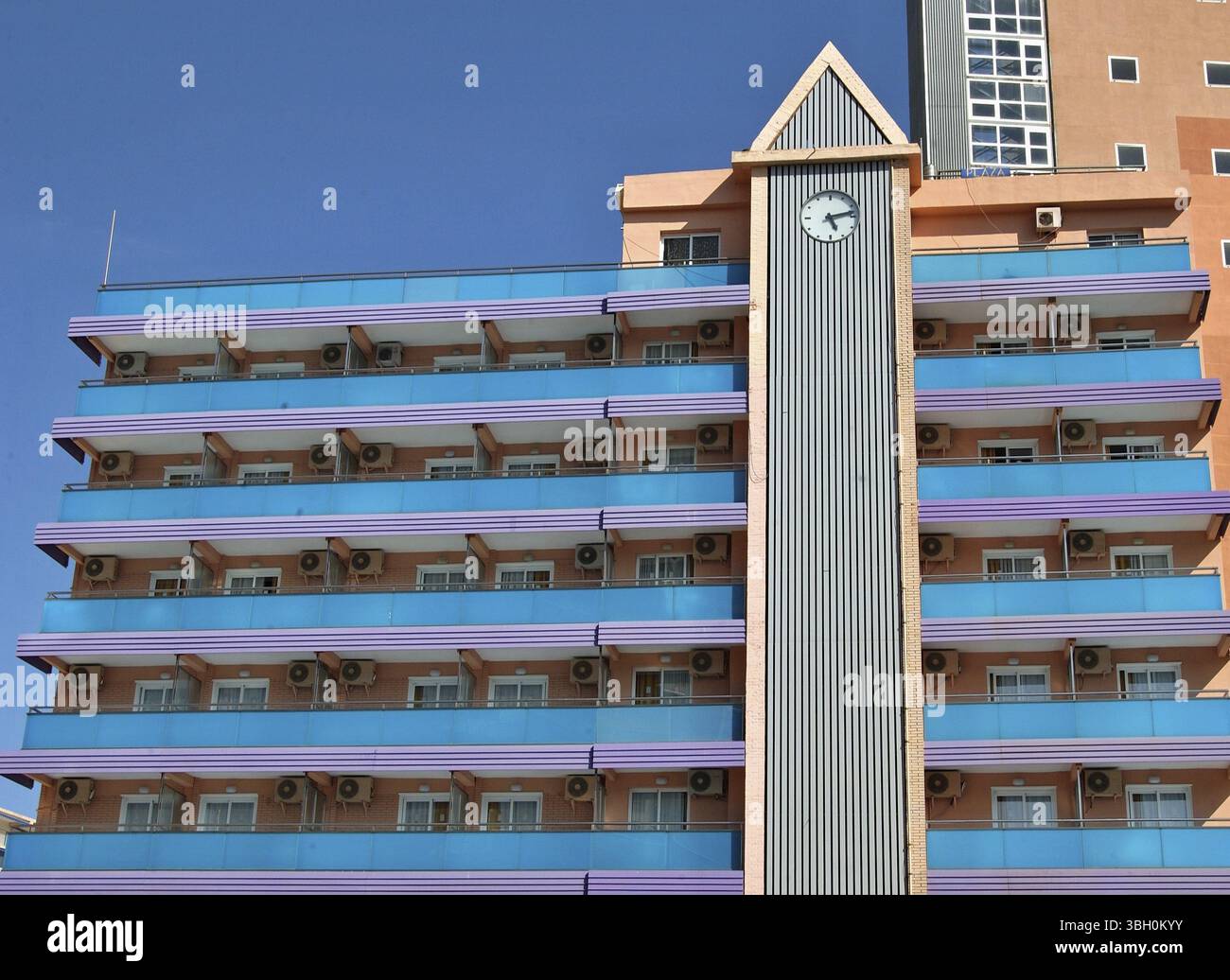 Colourful, modern architecture in the popular holiday resort of ...
