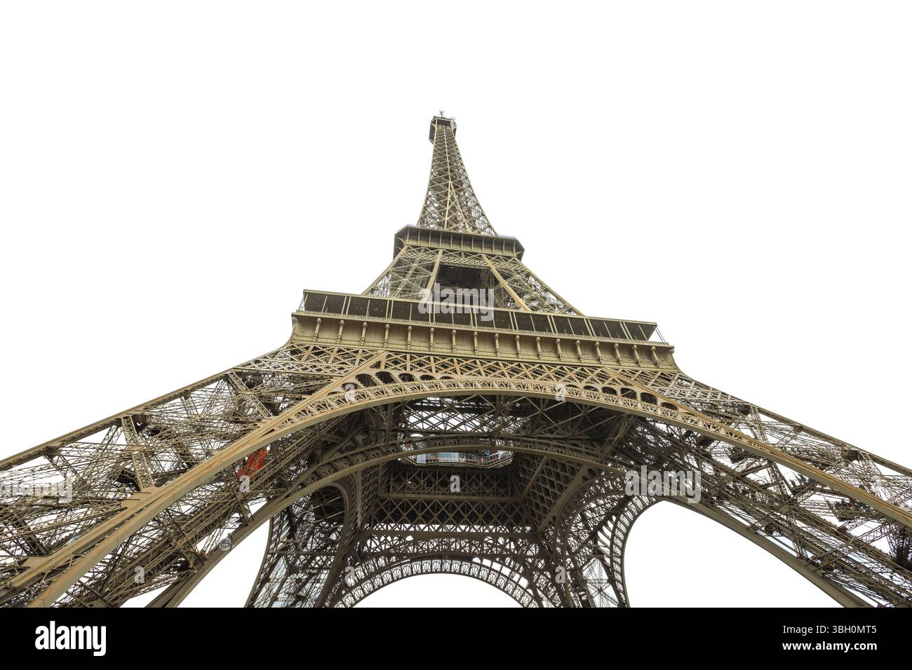 Prospective view of Tour Eiffel, symbol and icon of Paris. Bottom view ...