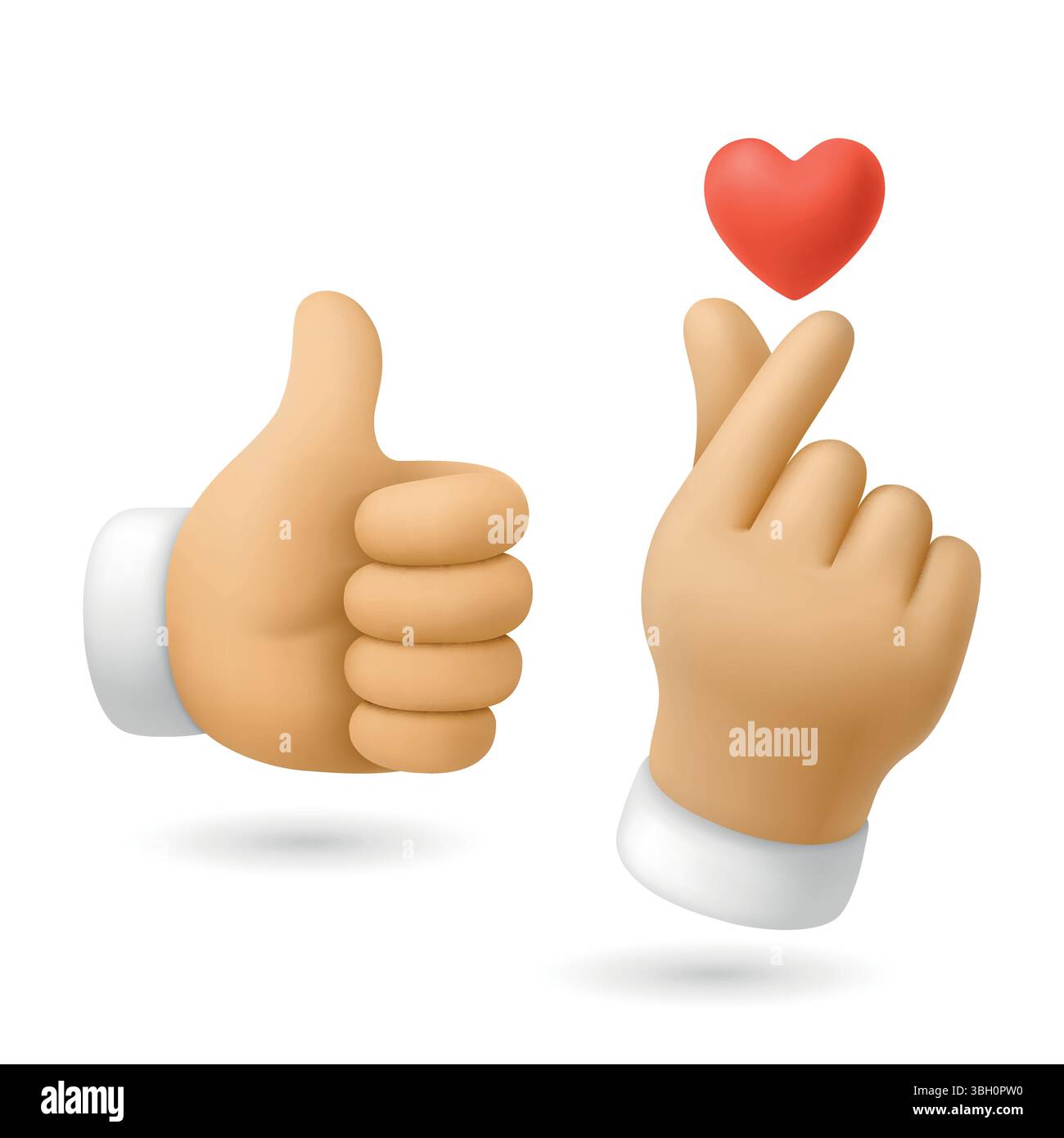 Vector Finger Heart Hand Gesture Icon Set. Korean Like Hand Gesture ...