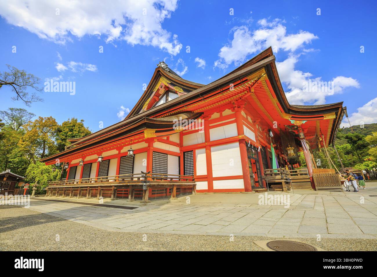 The Honden: the Main Hall of Yasaka Shrine or Gion Shrine, one of the ...