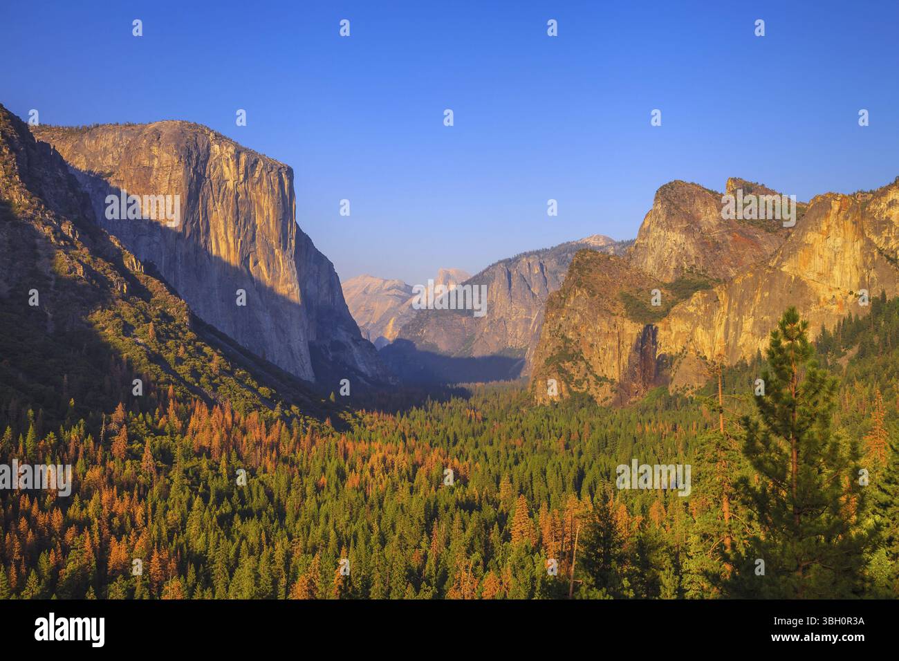 Yosemite National Park at iconic Tunnel View overlook. Front view of ...