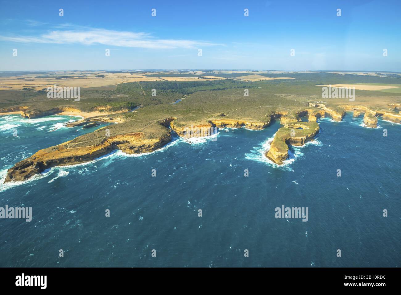 Aerial view of Mutton Bird Island in Loch Ard Gorge on the Great Ocean ...