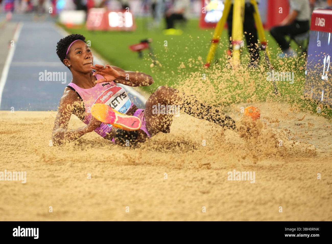 Shanieka Ricketts, of Jamaica, makes an attempt in the women triple ...