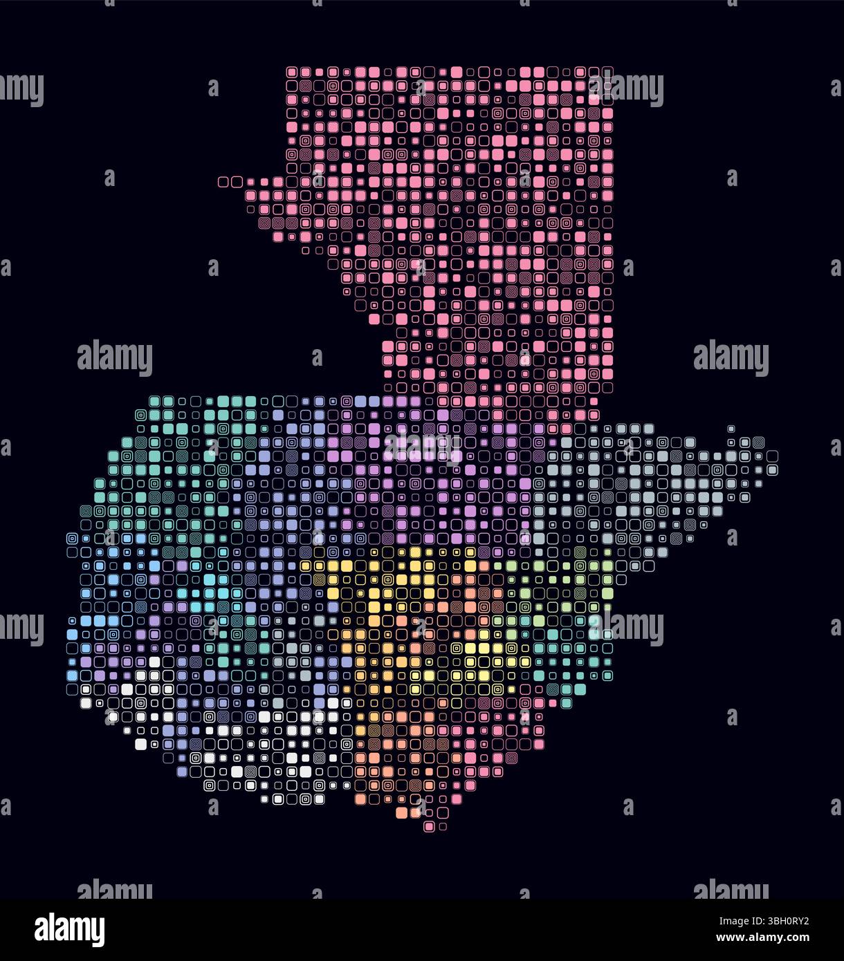 Guatemala, shape of the country built of colored cells. Digital style ...