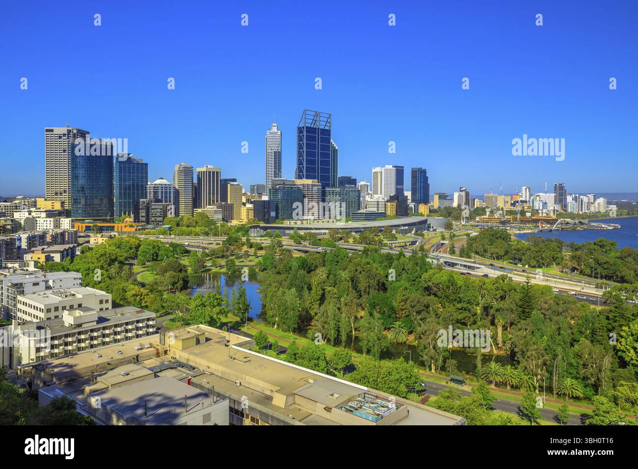Kings Park overlooking Perth Water, a section of Swan River, and ...