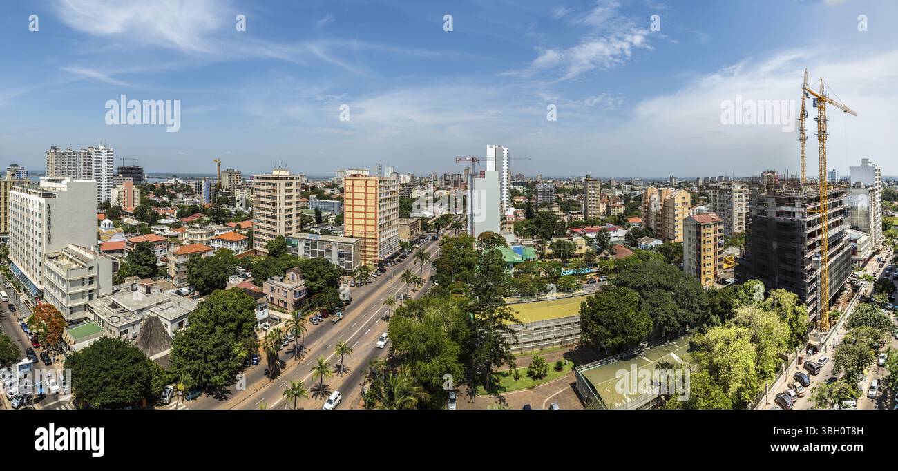 Aerial view the downtown area of Maputo, the capital city of Mozambique ...