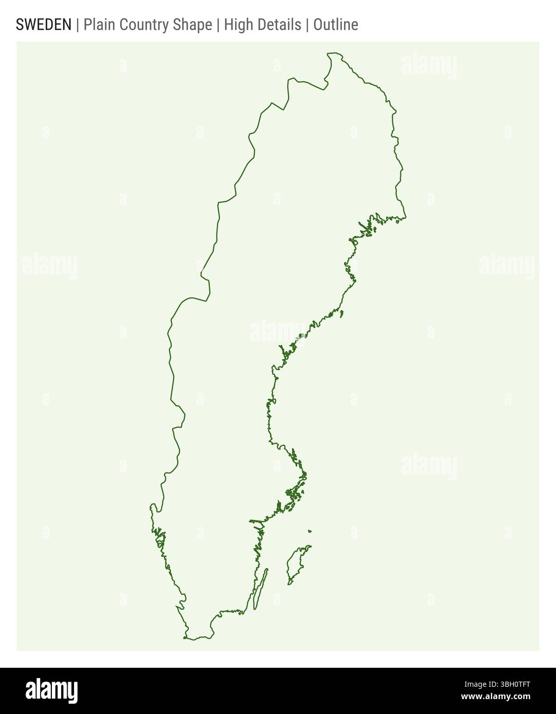 Sweden plain country map. High details. Outline style. Shape of Sweden ...